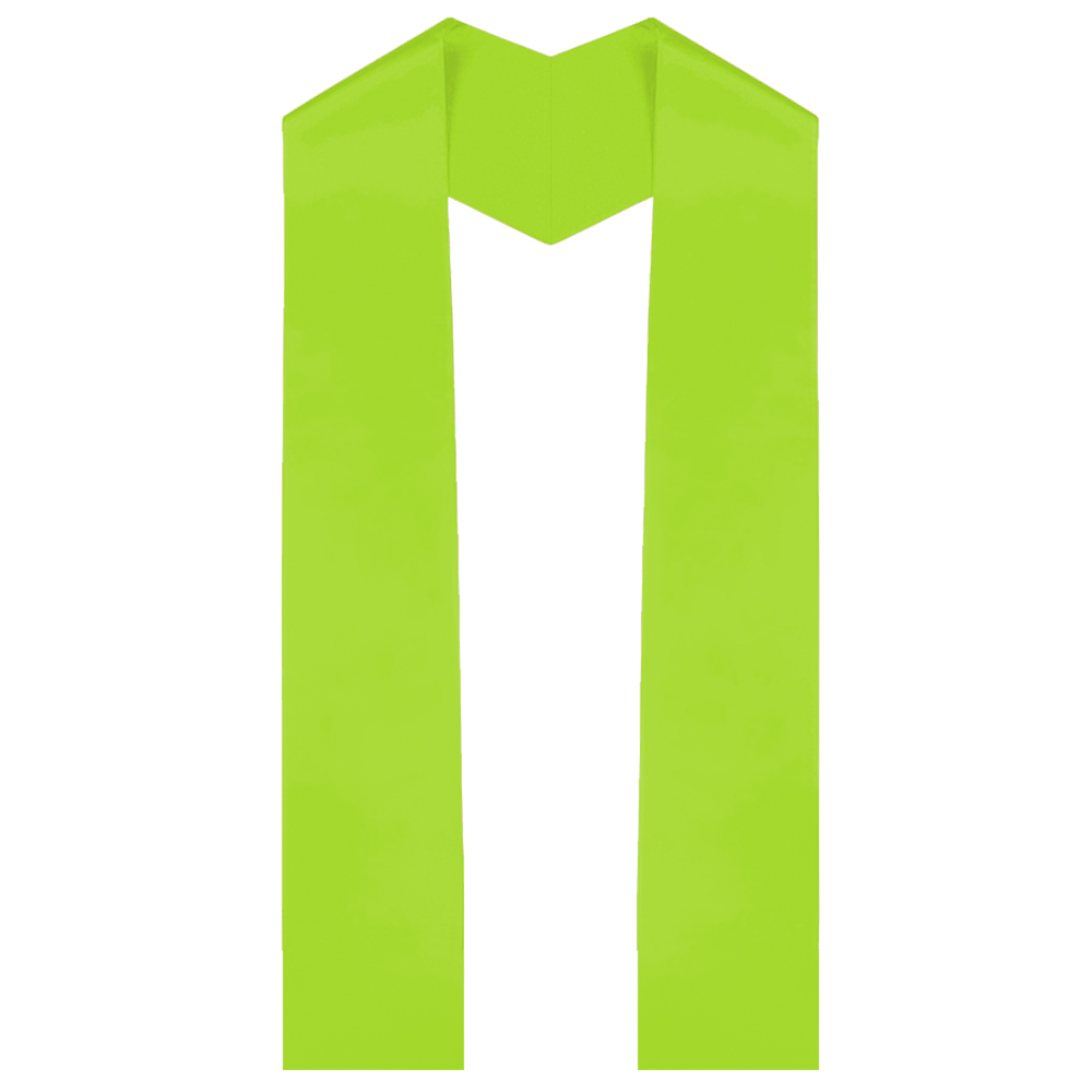 Lime Green Grad Stole With A Straight Tip | All Sizes Available