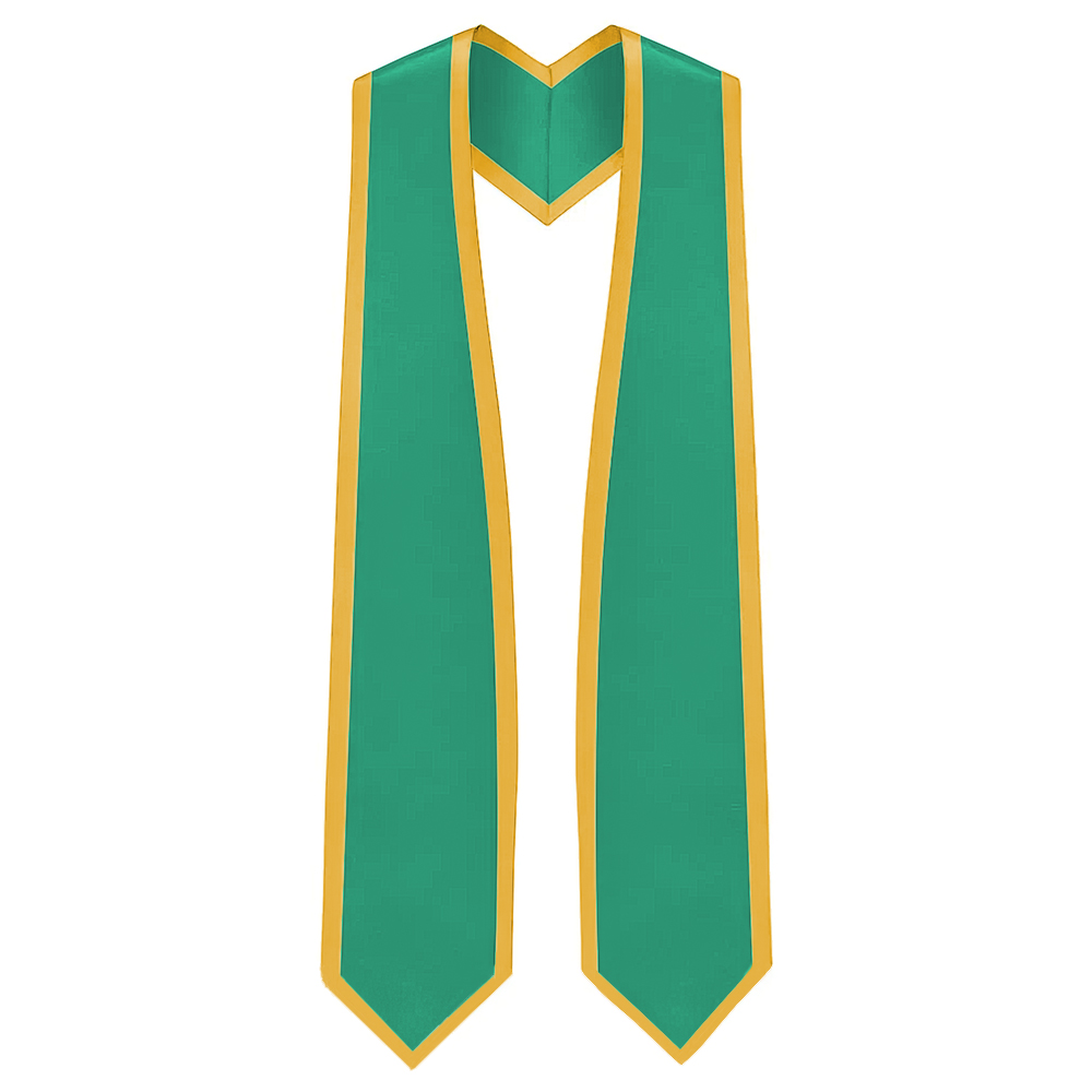 Unisex Emerald Green and Gold Trim Grad Stoles - My Grad Stoles